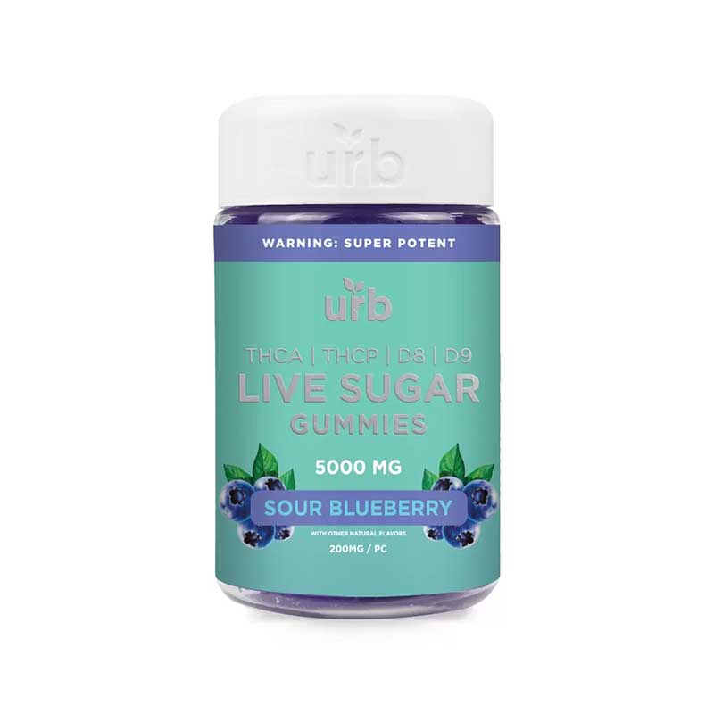 Urb THCA Live Sugar Gummies | Sour Blueberry – 5000mg – Triangle Hemp ...